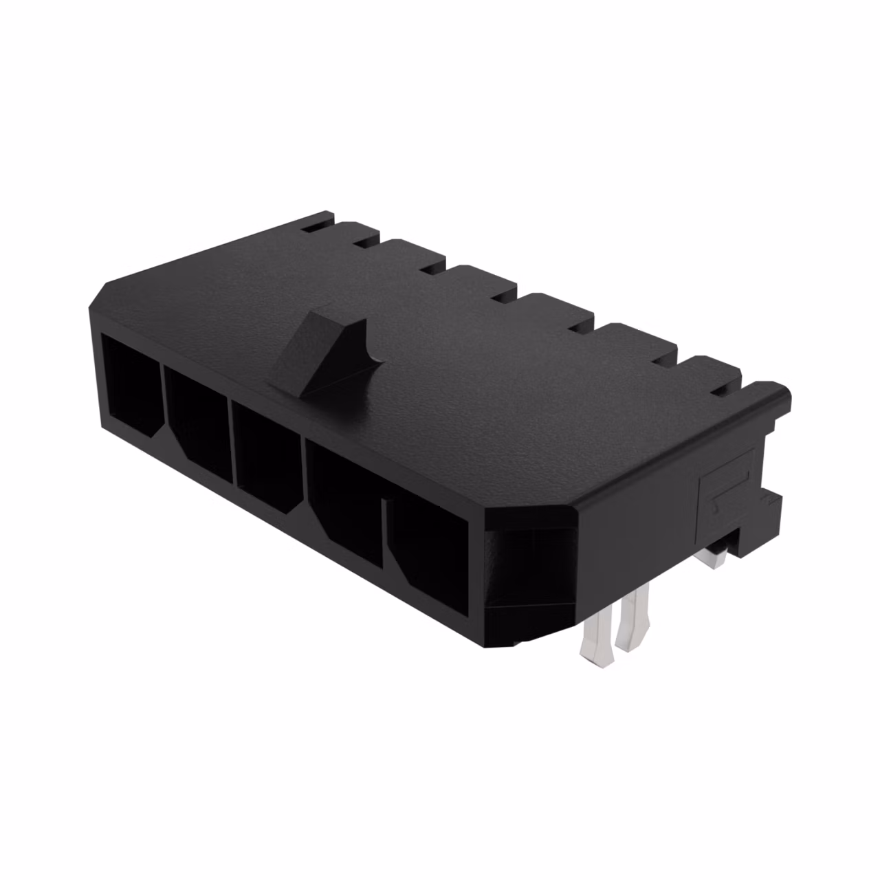 Micro-Fit+ Right-Angle Header, Through Hole, 3.00mm Pitch, Single Row, 5 Circuits, 1.52µm Matte Tin (Sn) Plating, Glow-Wire Capable, Press Clip, Black, 1.80mm PC Tail, Tape and Reel for sale