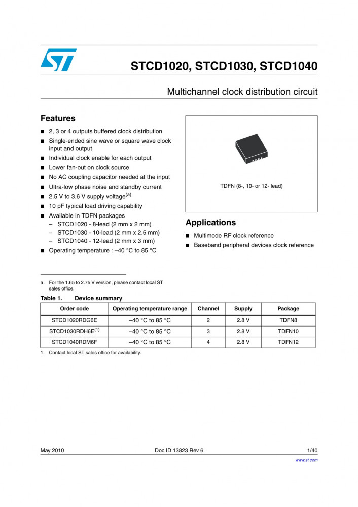 STCD1020RDG6F technical document page 1