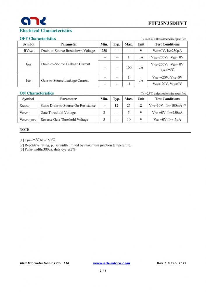 FTF25N35DHVT datasheet page 2