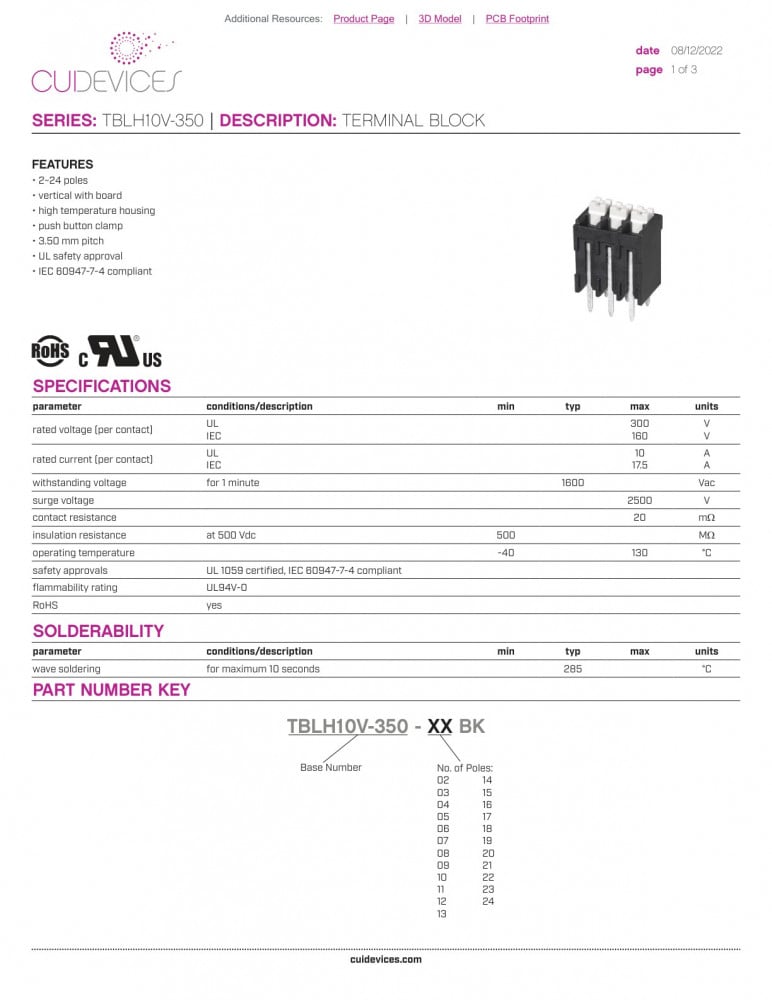 TBLH10V-350-02BK datasheet page 1