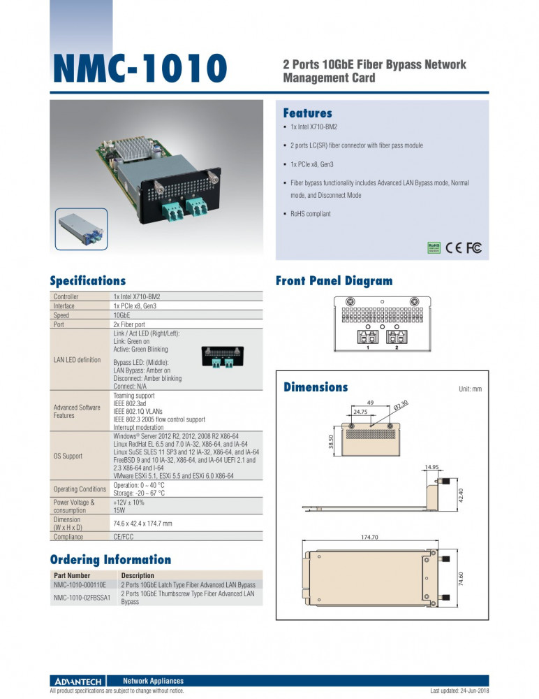 ADVANTECH NMC-1010 product document page