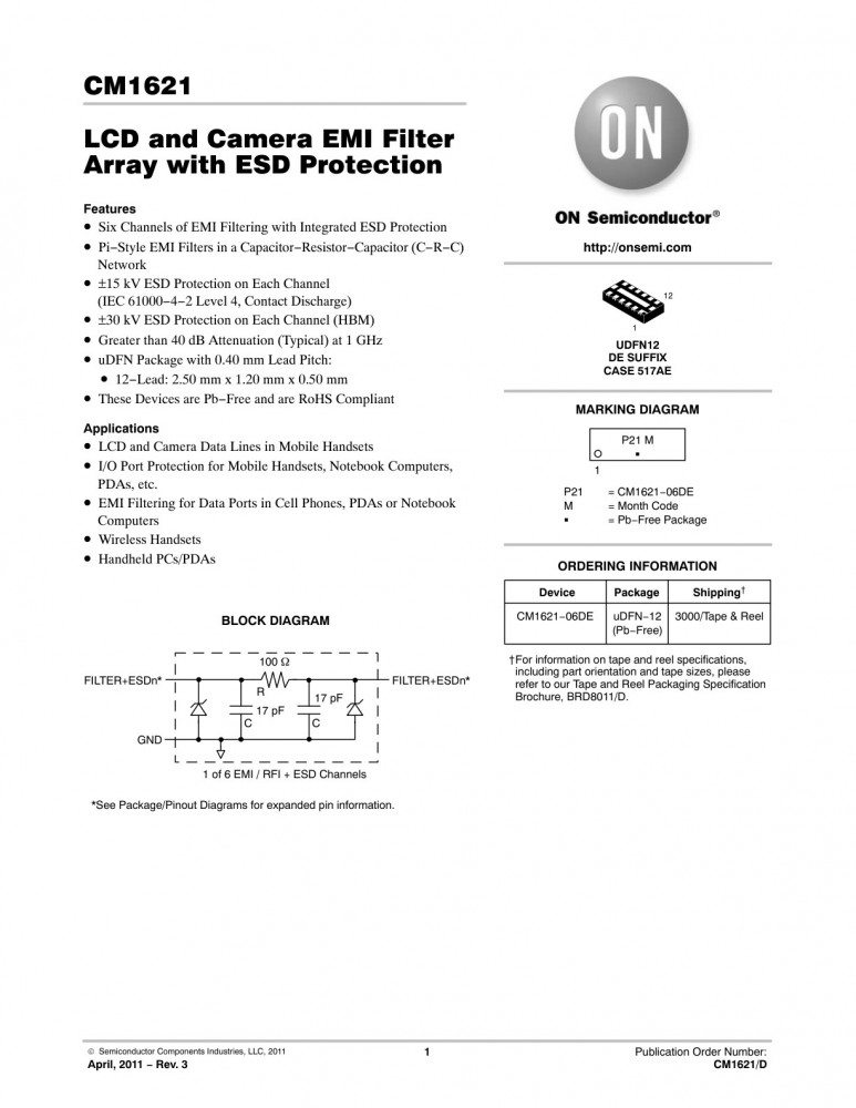 CM1621 datasheet page 1
