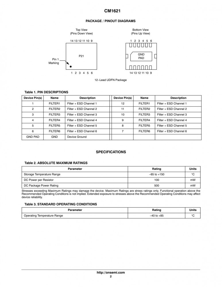 CM1621 datasheet page 2