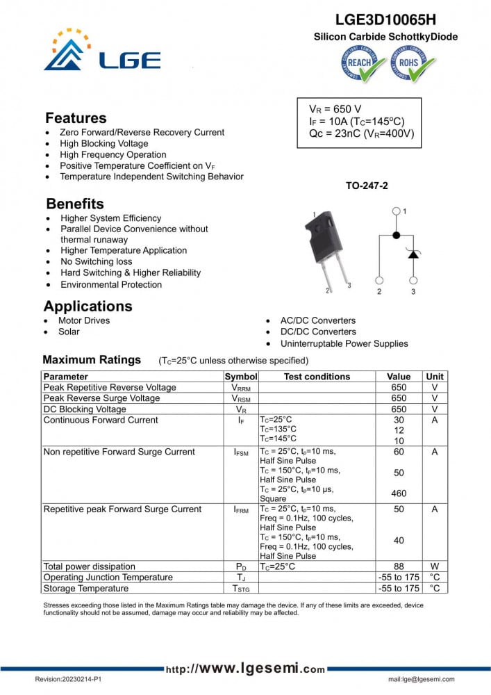 LGE3D10065H datasheet page 1