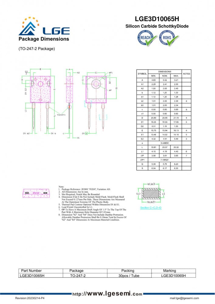 LGE3D10065H datasheet page 4