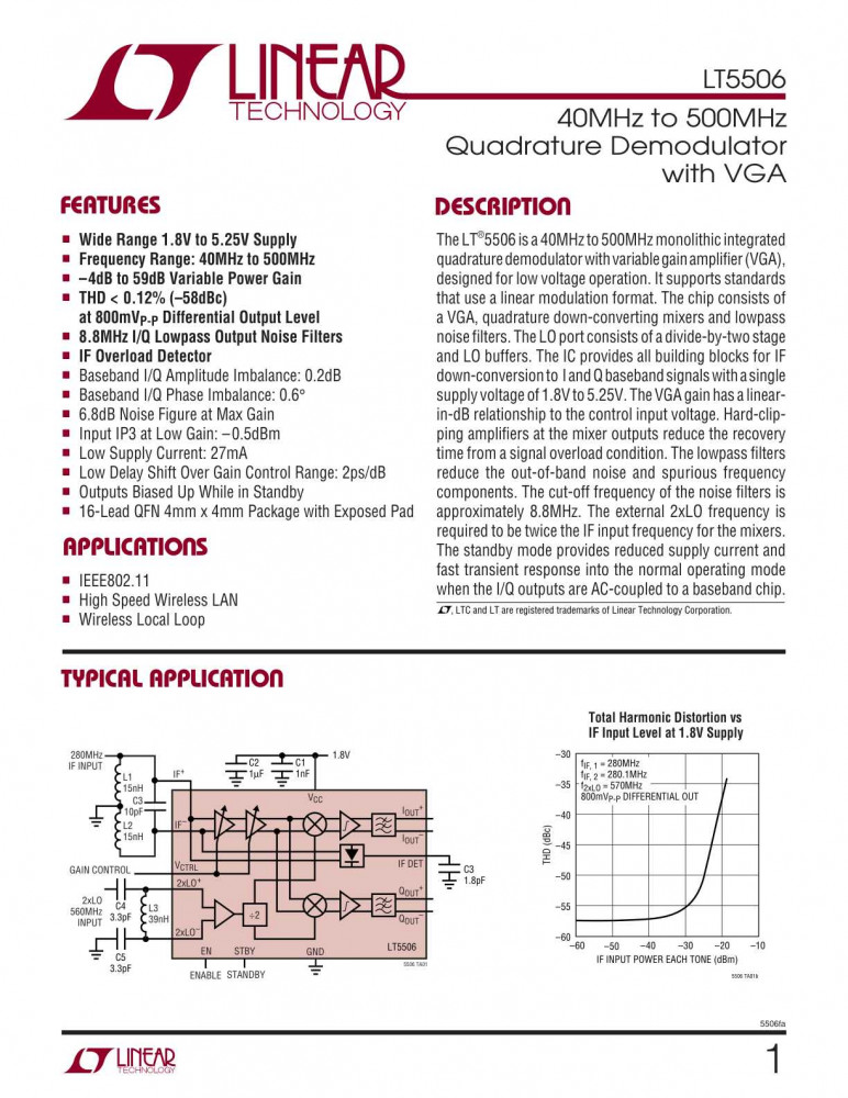 LT5506 datasheet page 1