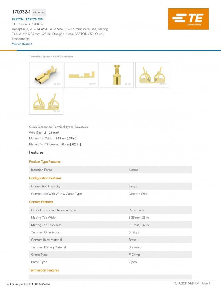 170032-1 technical document page 1