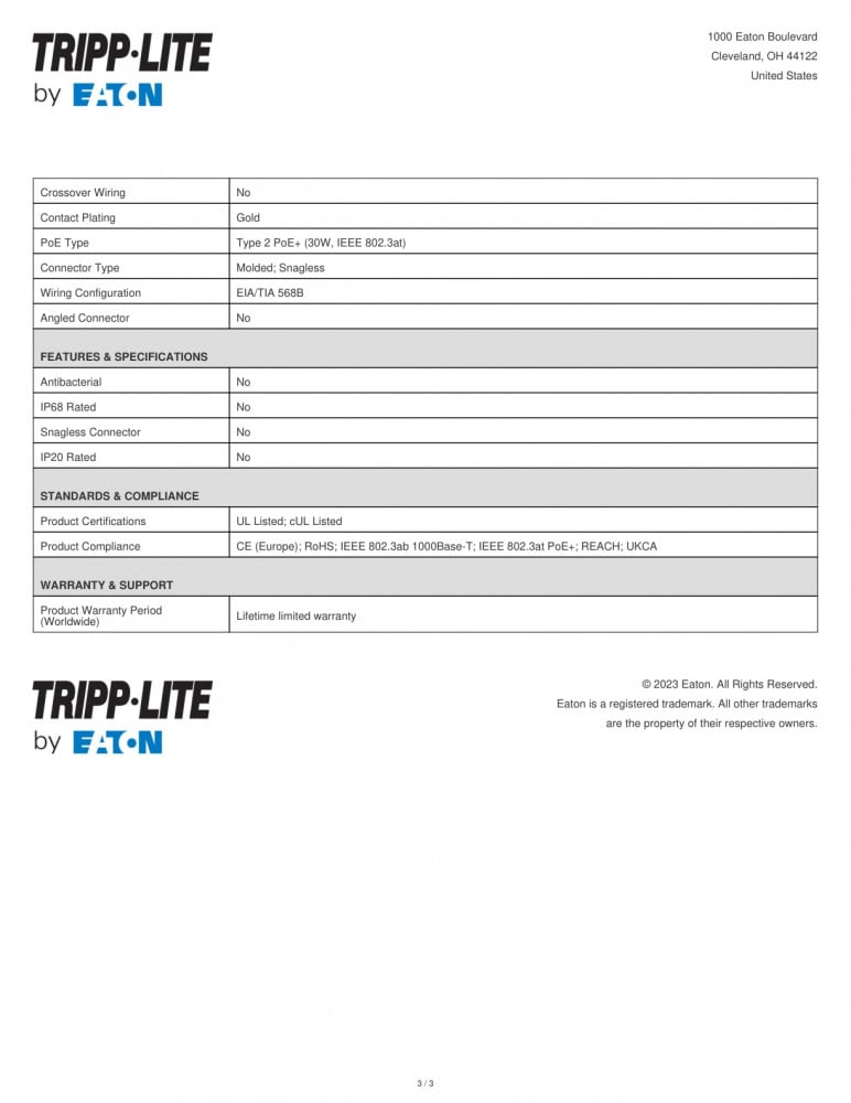 EATON N001-003-WH technical document page 3