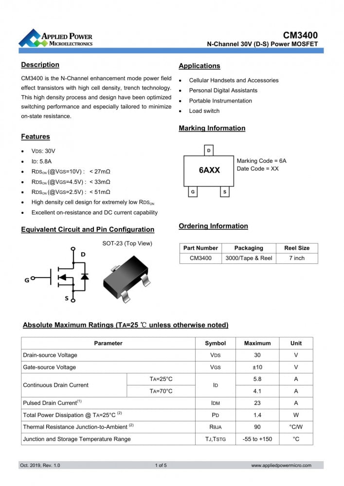 CM3400 datasheet page 1
