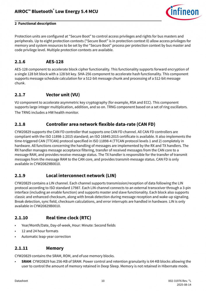 CYW20829 technical document page 10