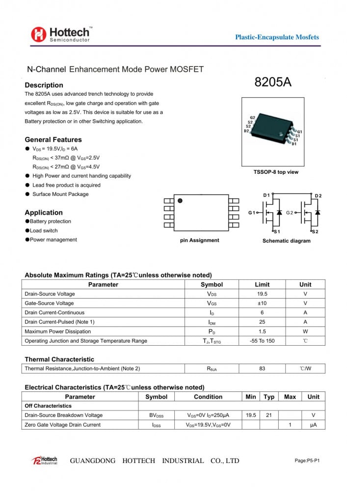 8205A datasheet page 1