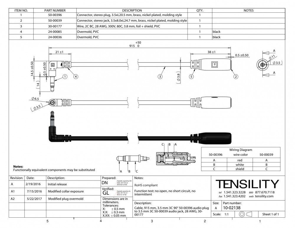 Tensility International 10-02138 product drawing