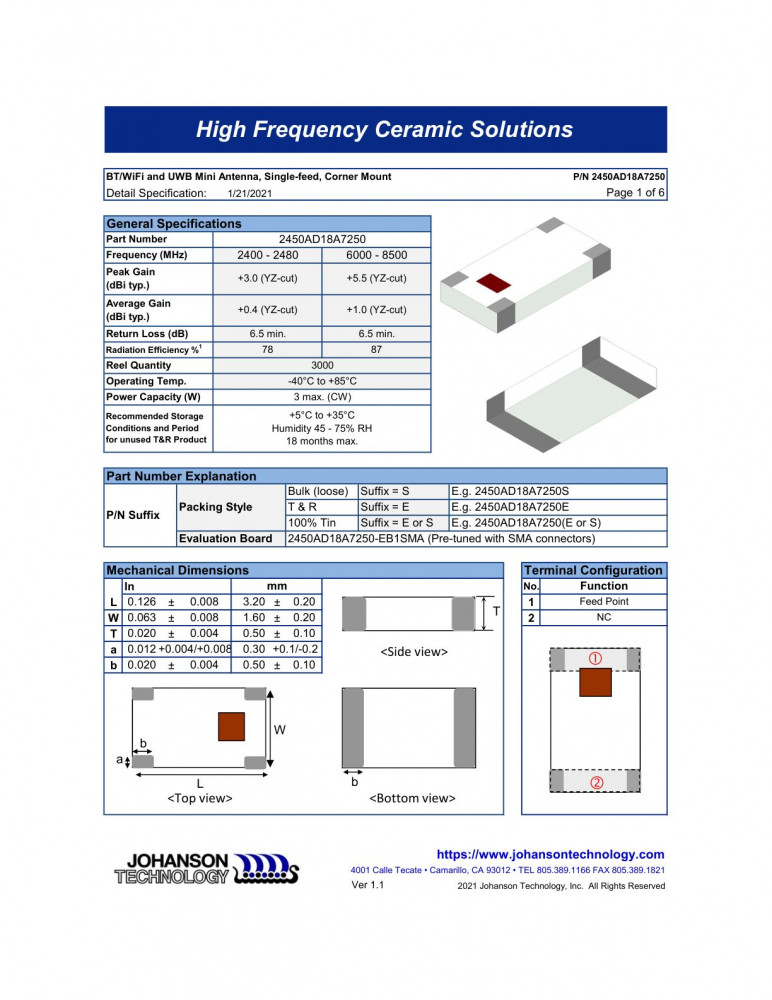 2450AD18A7250 datasheet page 1