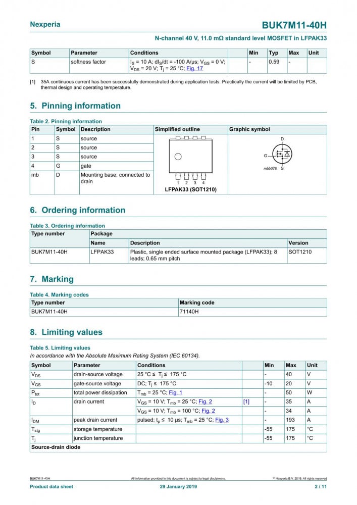 BUK7M11-40HX datasheet page 2