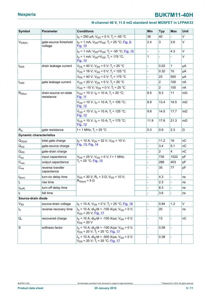 BUK7M11-40HX datasheet page 5