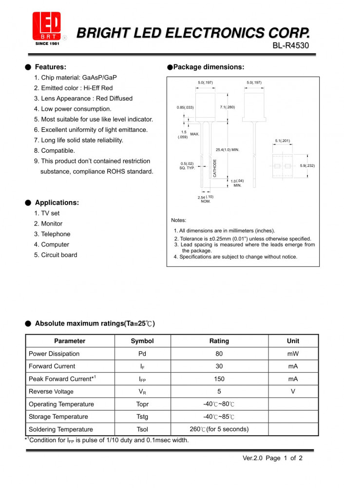 BL-R4530 datasheet page 1