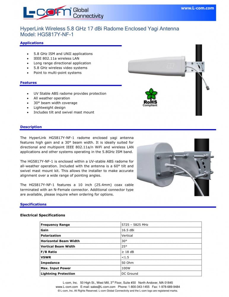 HG5817Y-NF-1 product datasheet page 1