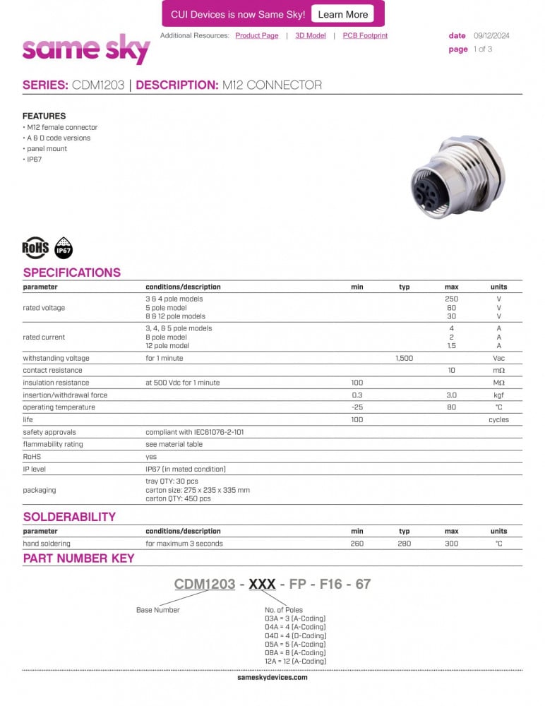 CDM1203 series datasheet page 1