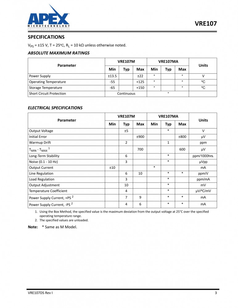 VRE107 datasheet page 3