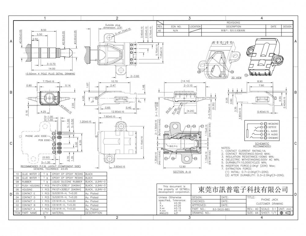 PJ-5410-BS1 approval specification page 2