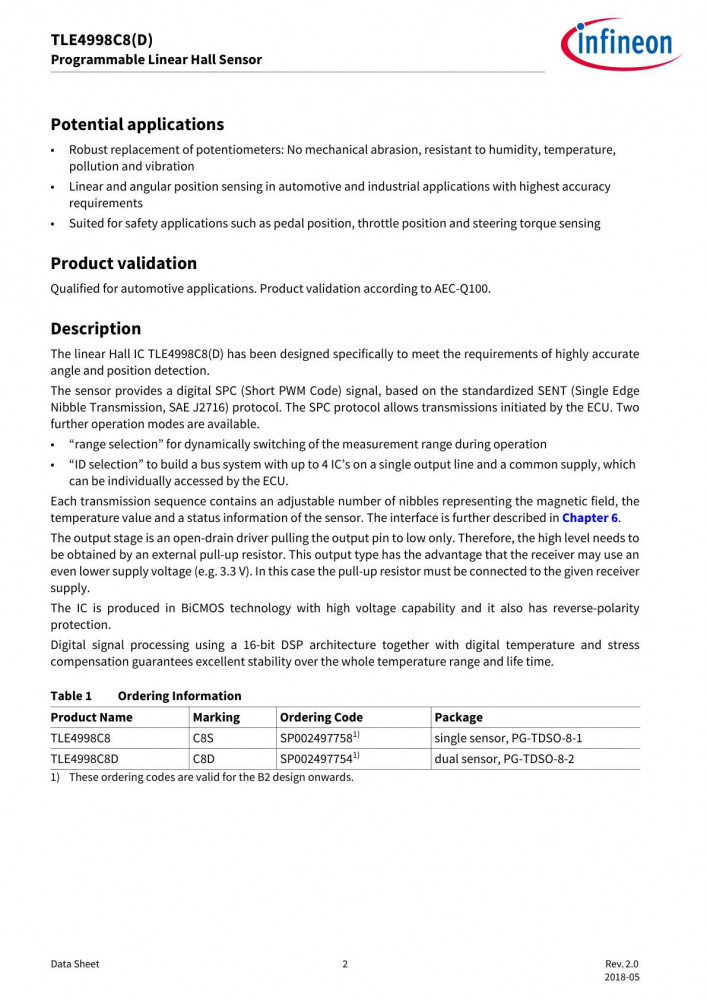 TLE4998C8 datasheet page 2