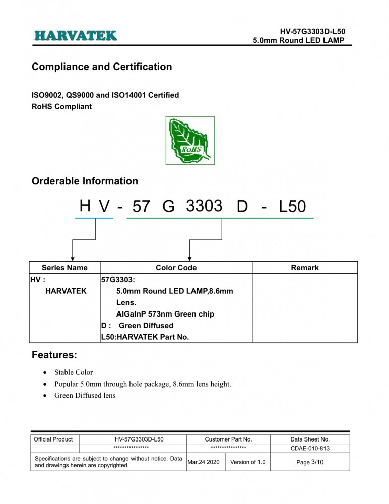 HV-57G3303D-L50 datasheet page 3