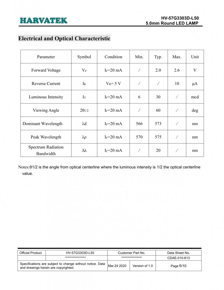 HV-57G3303D-L50 datasheet page 6