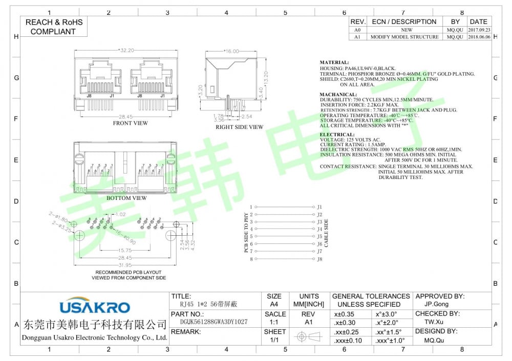 USAKRO DGUK561288GWA3DY1027 technical drawing