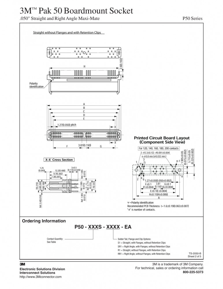 3M P50 Boardmount Socket datasheet page 2