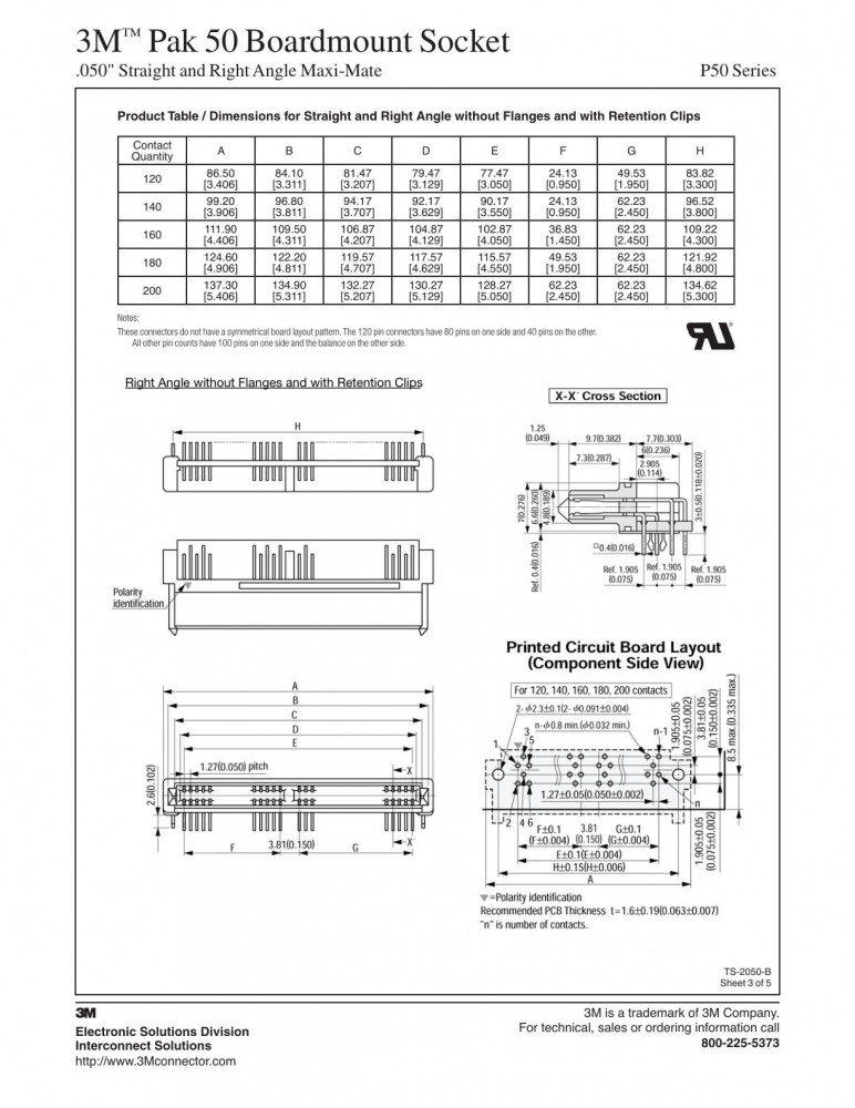 3M P50 Boardmount Socket datasheet page 3