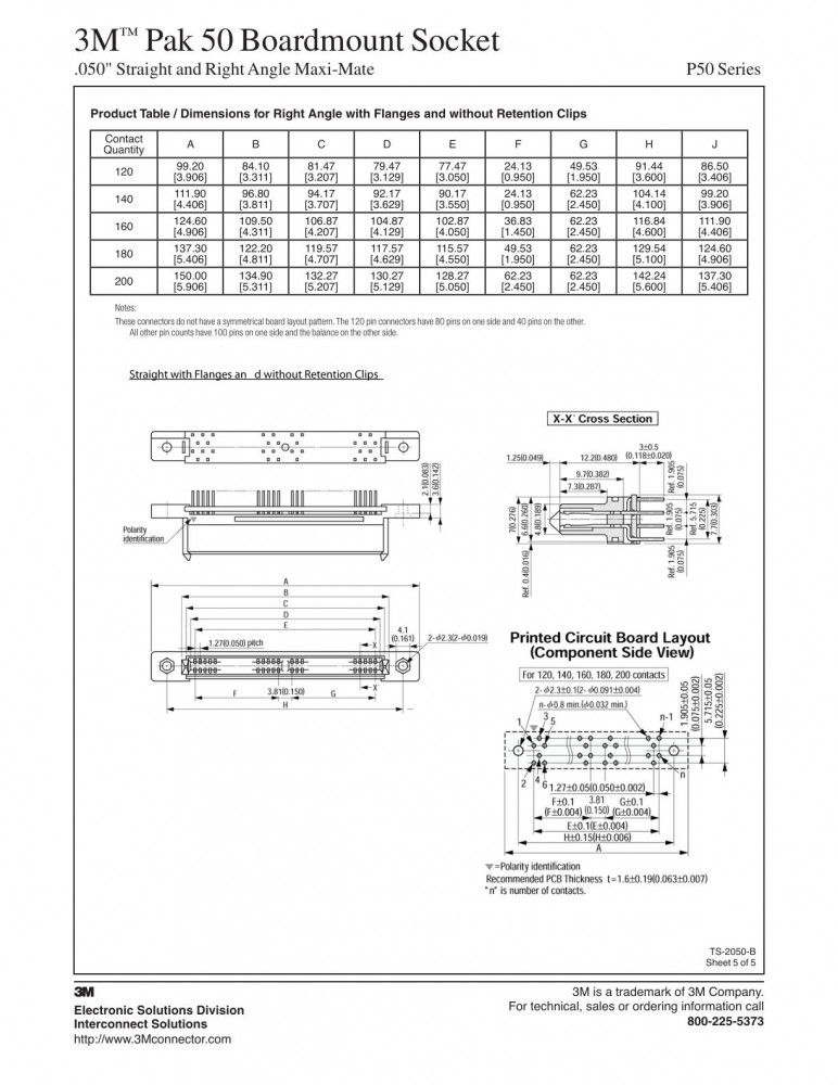 3M P50 Boardmount Socket datasheet page 5