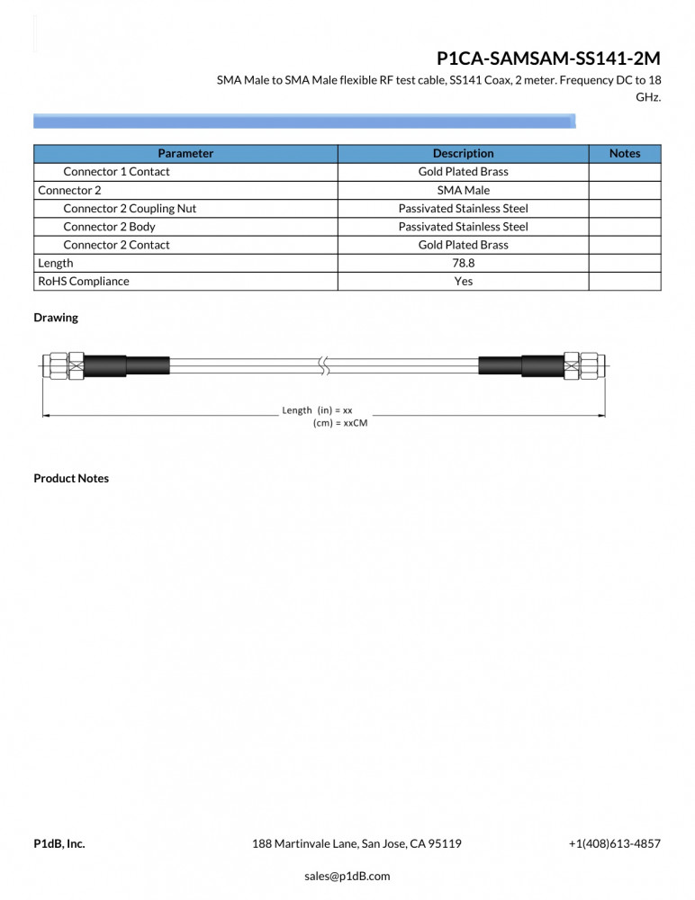 P1CA-SAMSAM-SS141-2M mechanical drawing page