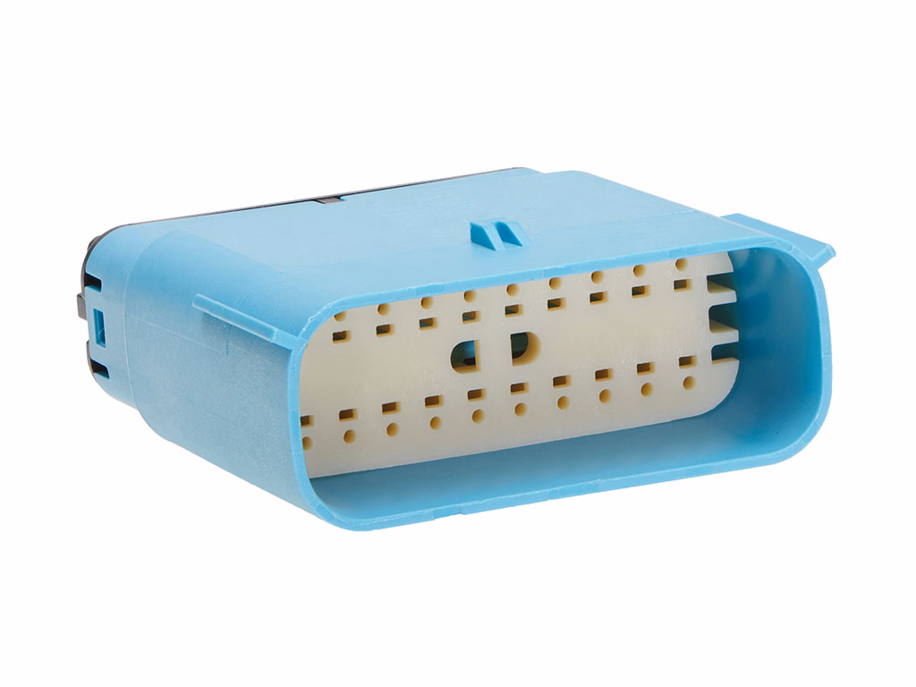 MX150 Mat-Sealed Female Connector Assembly, Dual Row, 20 Circuits, Keying Option C, with Clipslot, without Connector Position Assurance, Dark Gray