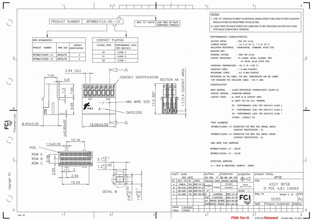 Amphenol BPS8B21FLD200E9LF technical document page 2