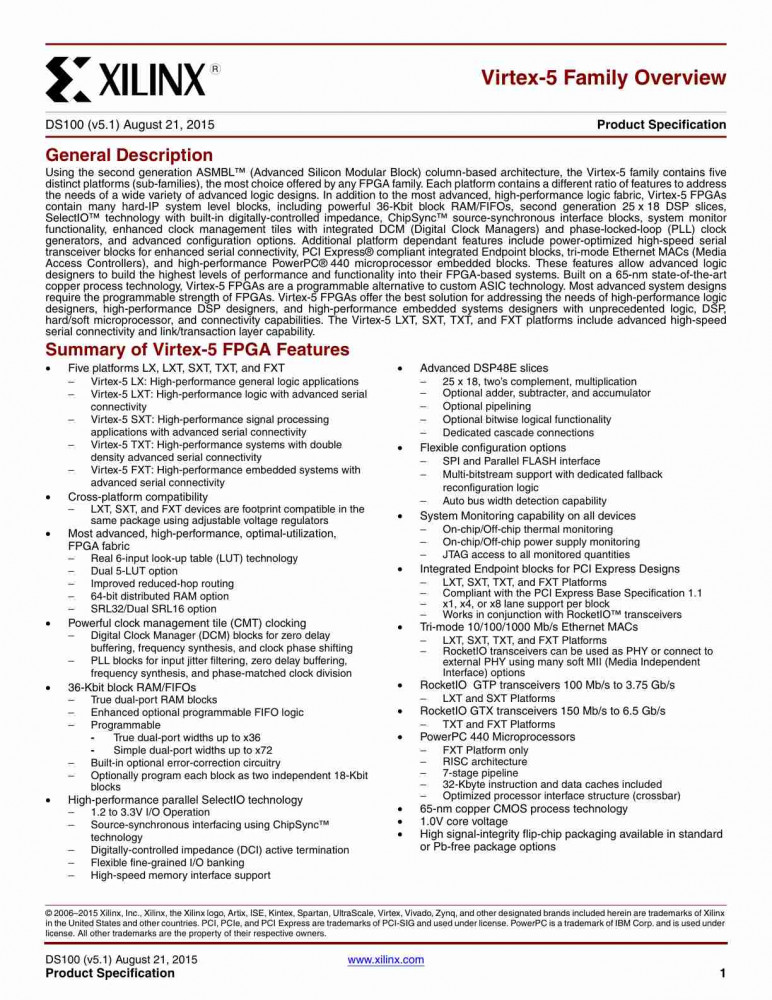 Virtex-5 document page 1