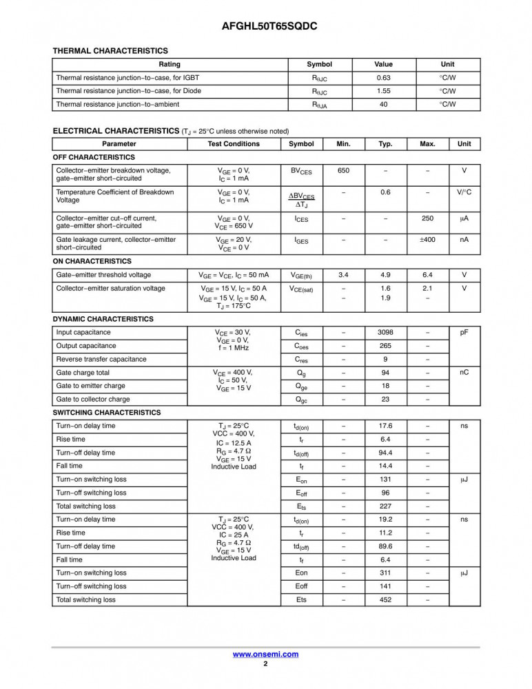 AFGHL75T65SQD technical document page 2