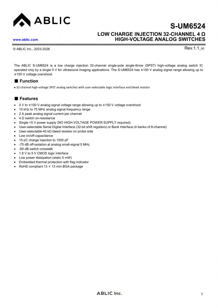 S-UM6524 datasheet preview, page 1