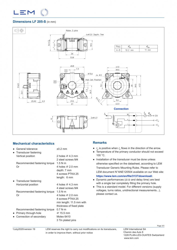 LEM LF205-S datasheet page 3