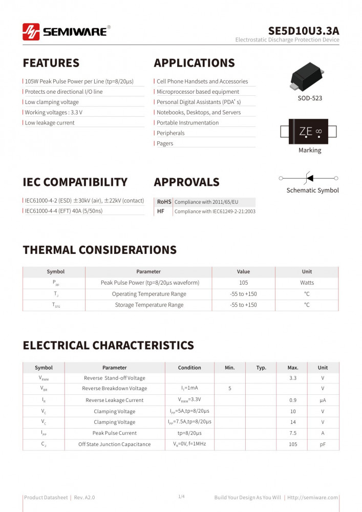 SE5D10U3.3A datasheet page 1