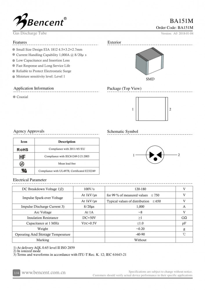 BA151M datasheet page 1