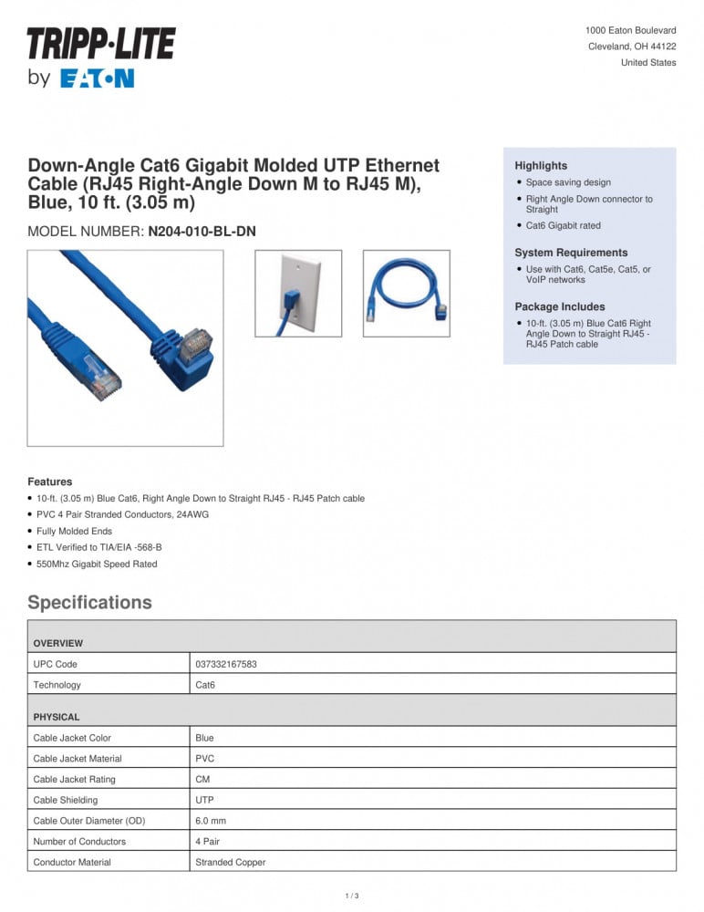 N204-010-BL-DN technical document page 1