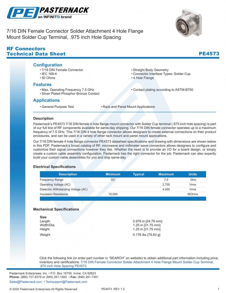 PE4573 datasheet page 1