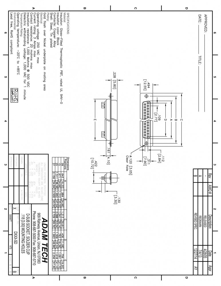ADAM TECH DB25-SD technical document preview