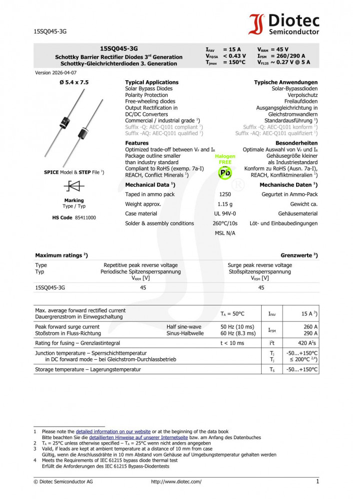 15SQ045-3G datasheet page 1