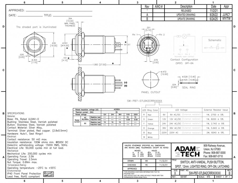 ADAM TECH SW-PB7-07LB42CRRXXXXX product drawing preview
