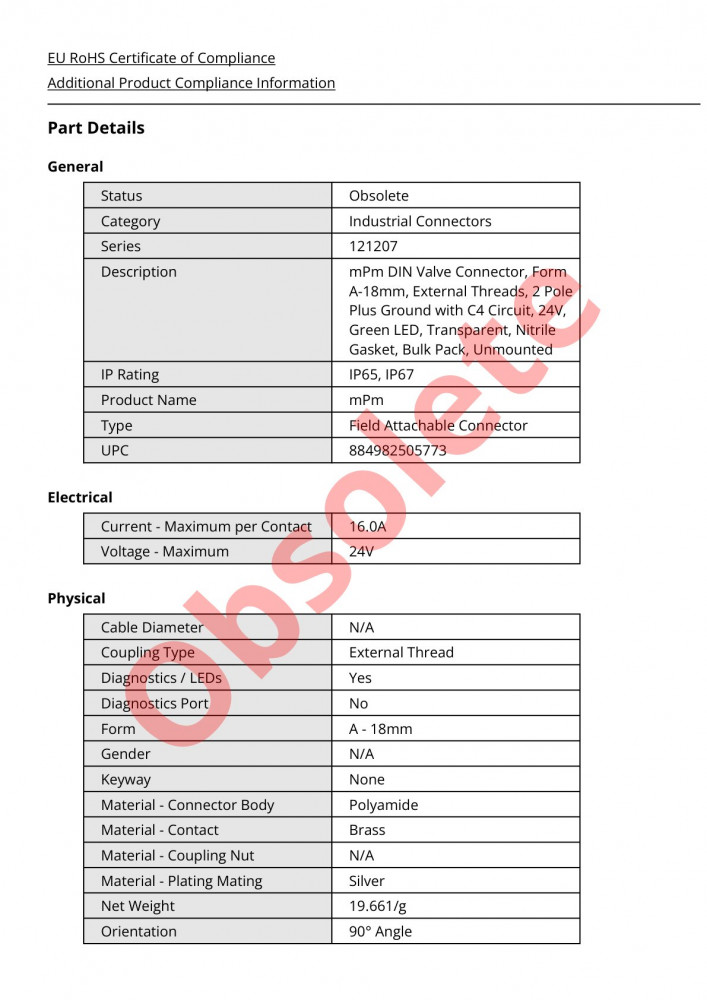 MOLEX DIN valve S28 packaging specification, document page image 2