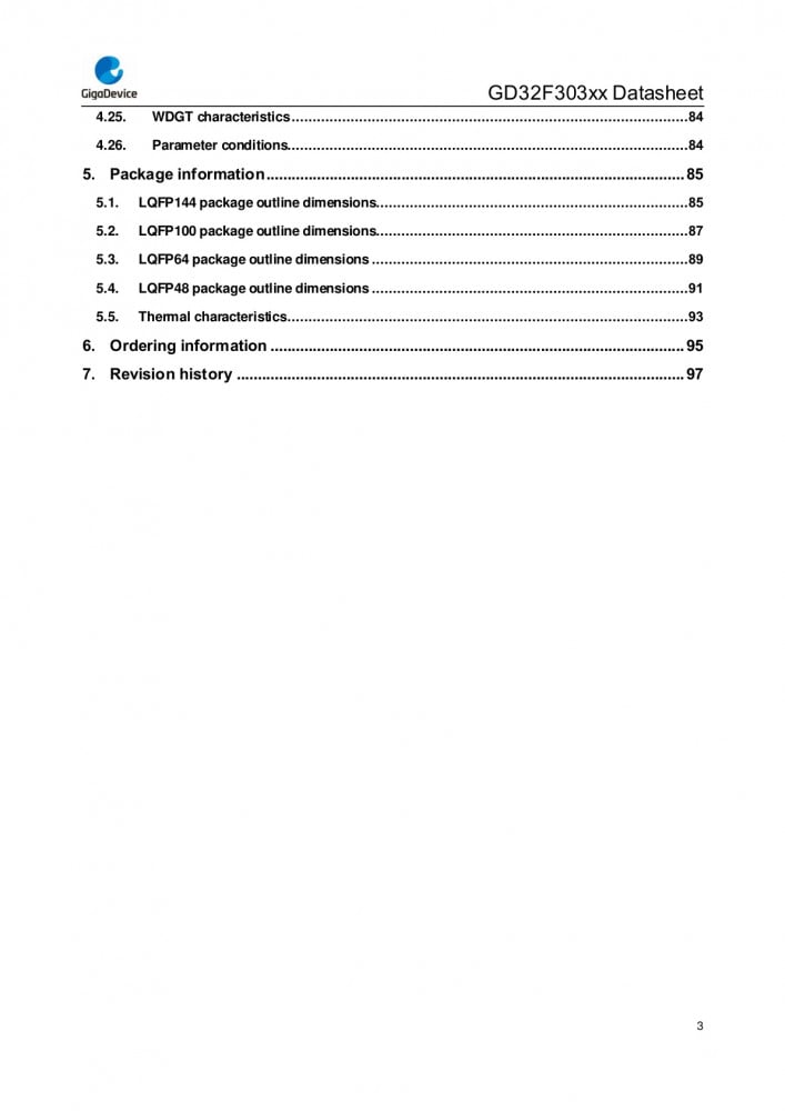 GD32F303xx datasheet page 4