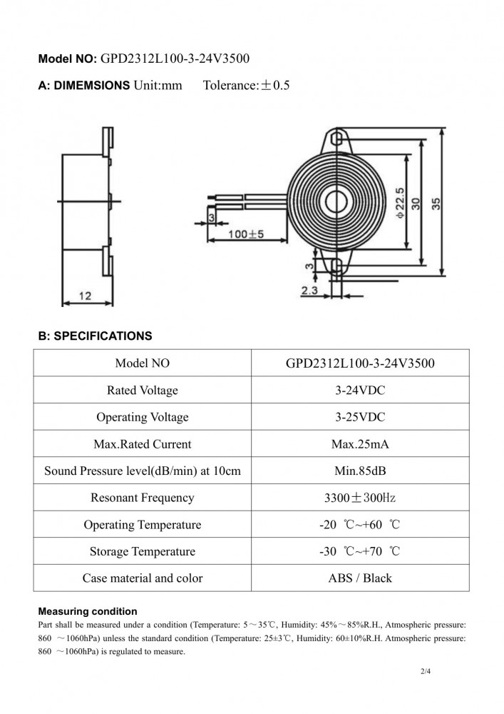 GPD2312L100-3V3500 approval document page 2