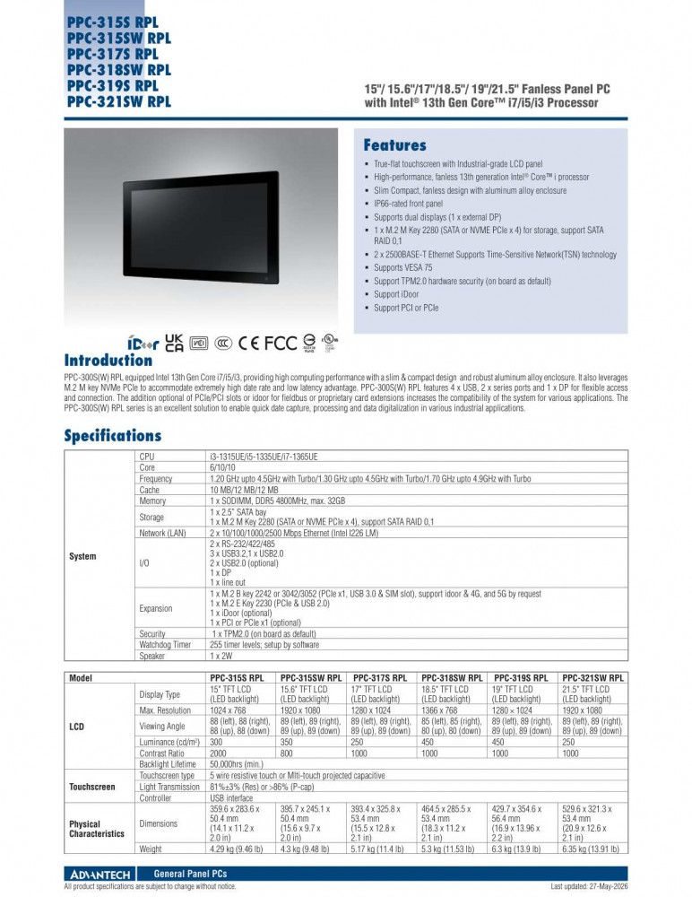 PPC-319S RPL technical document page 1