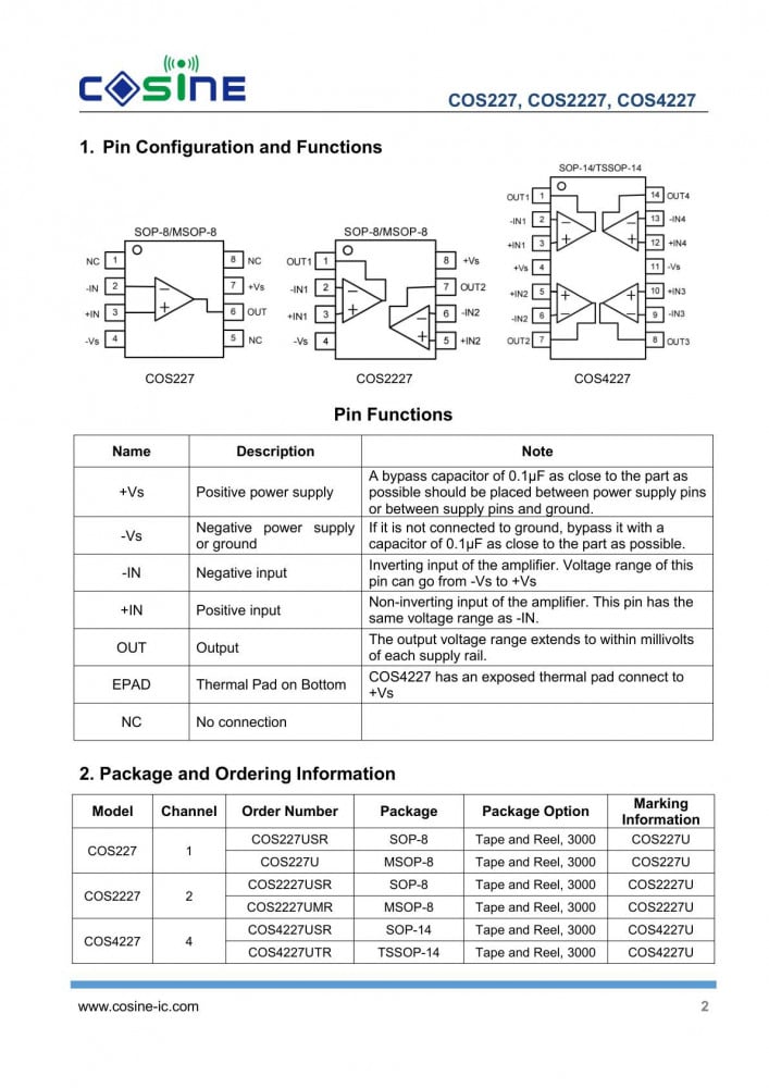 COS2227USR datasheet page 2